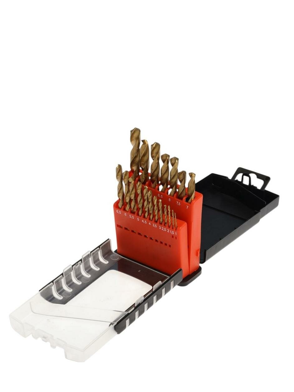 Набор свер по металлу тундра, HSS-Tin, цилиндрический хвостовик, 1 - 10 мм, 19 шт.