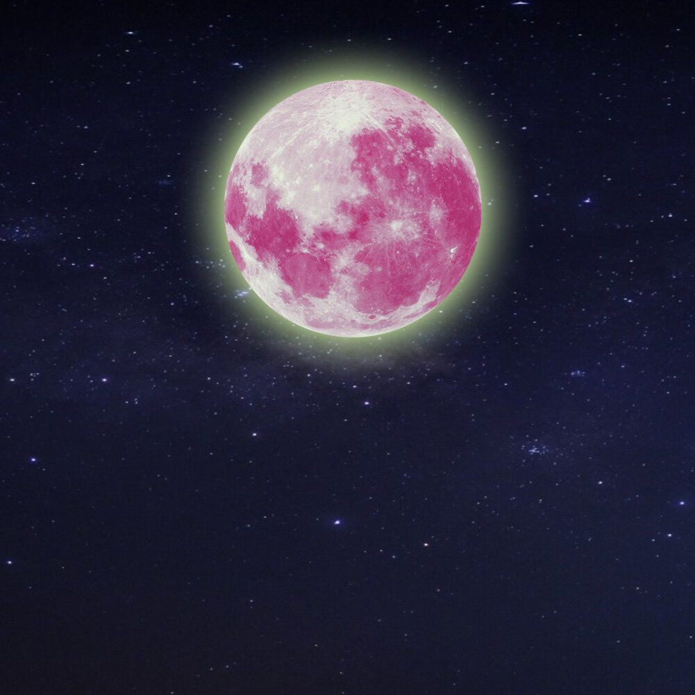 30 см светящаяся наклейка на стену в форме луны, домашний декор для детской комнаты, спальни (фиолетово-зеленый свет)