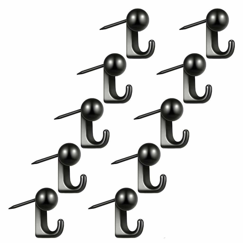 10 шт. прочных металлических крючков из цинкового сплава для картин и поделок, для мягких деревянных панелей, Черный