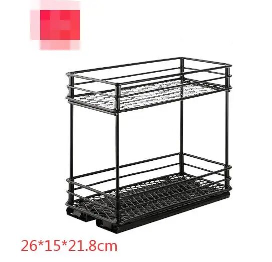 Металлические выдвижные полки, для специй, настольные, 2 яруса, черные