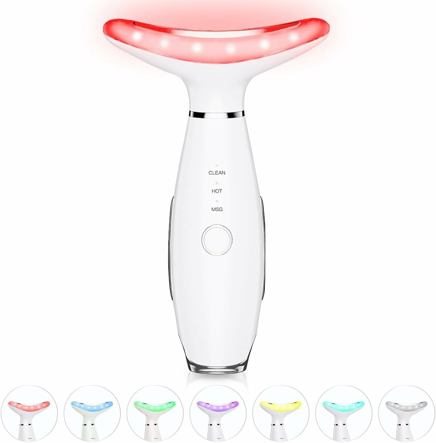 DINGXIAN Массажер для лица 7-цветная красно-световая терапия против морщин и подбородка с вибрацией и термальным подогревом