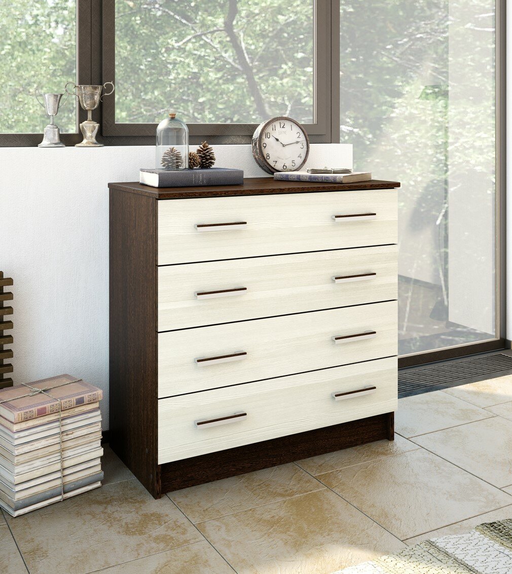 Комод с ручками 4 ящика Эра К800 ЛДСП (80х44х83 см), Венге/Лоредо