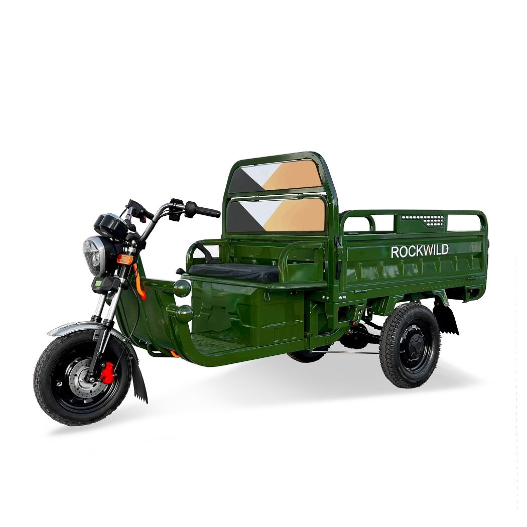 Грузовой трицикл Rockwild Cargo C6 - Зеленый, мощность 1500Вт, аккумулятор 45Ач, грузоподъёмность 600кг