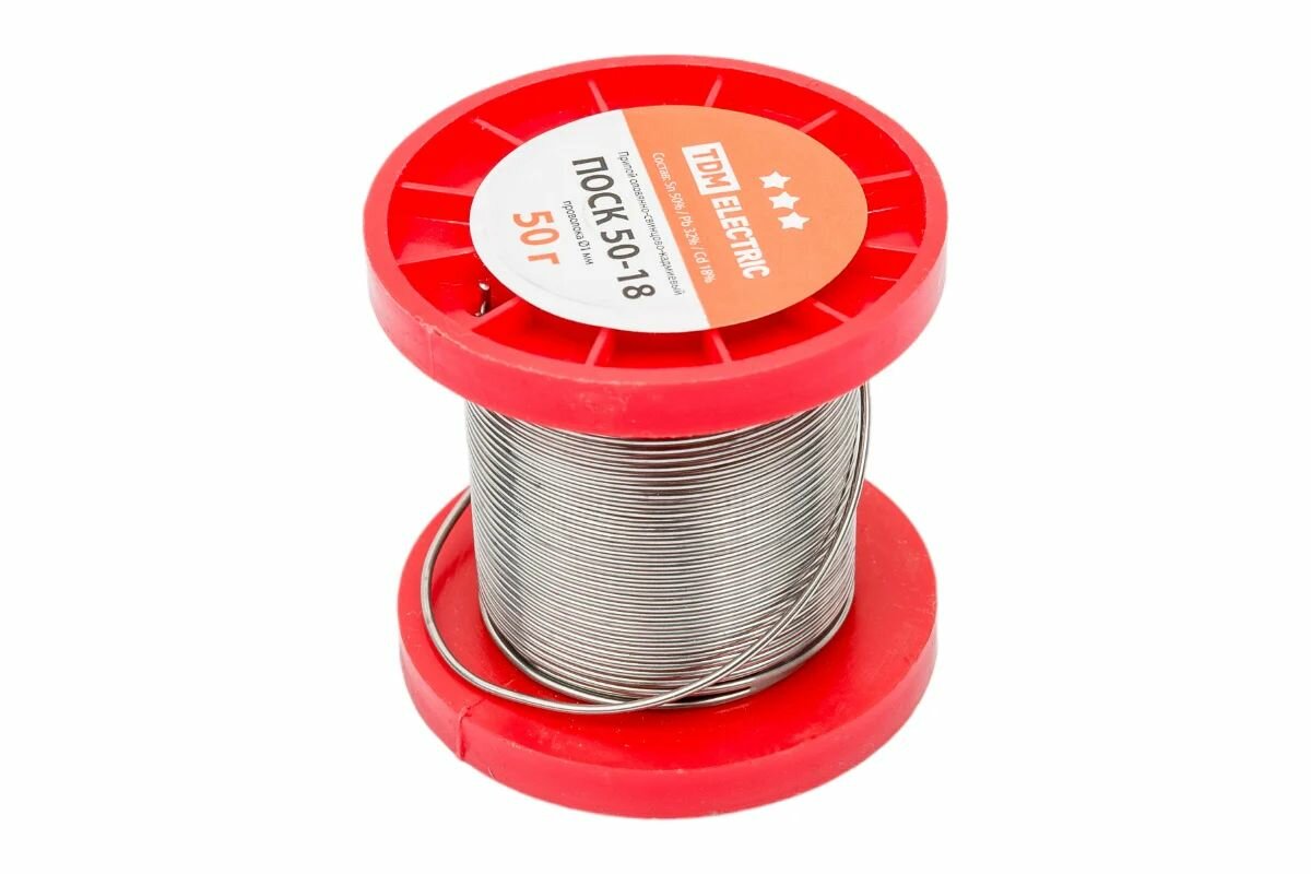 Припой поск 50-18, проволока, ГОСТ 21931-76, Ø1 мм, 50 г, катушка, серия «Алмаз» TDM