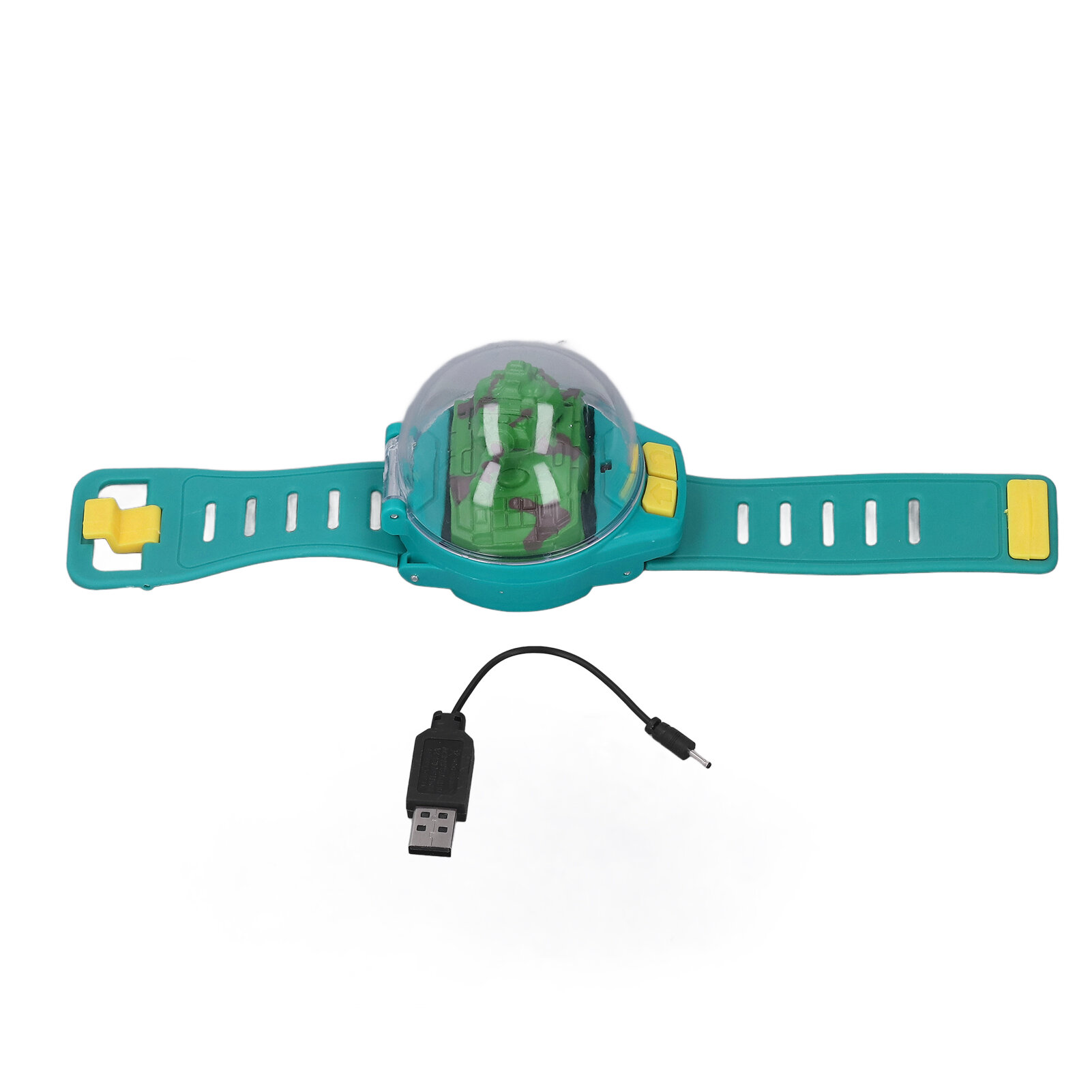 Мини-часы 2,4 ГГц, радиоуправляемая машинка-танк, игрушечный металлик, зарядка через USB, для детей старше 3 лет, зеленый.