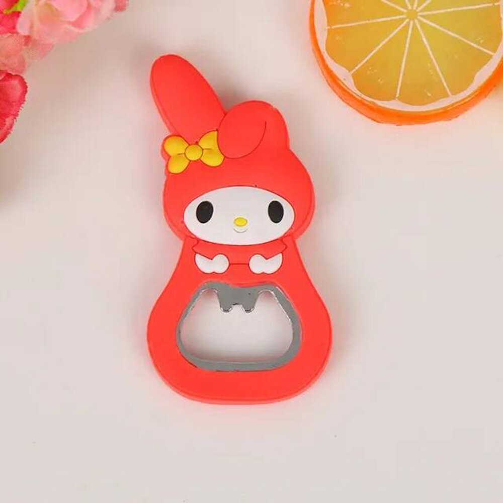 Милая силиконовая открывалка для вина Hello Kitty в мультяшном стиле, розовая, с сердечком, для пивных бутылок, персонализированный магнит на холодильник Mymelody, подарок.