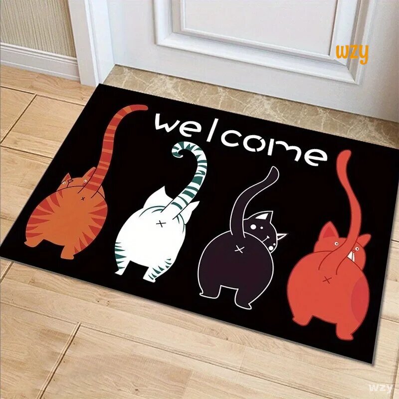 Коврик Китайская Традиция "Кот", полиэстер, нескользящая основа，60*90cm