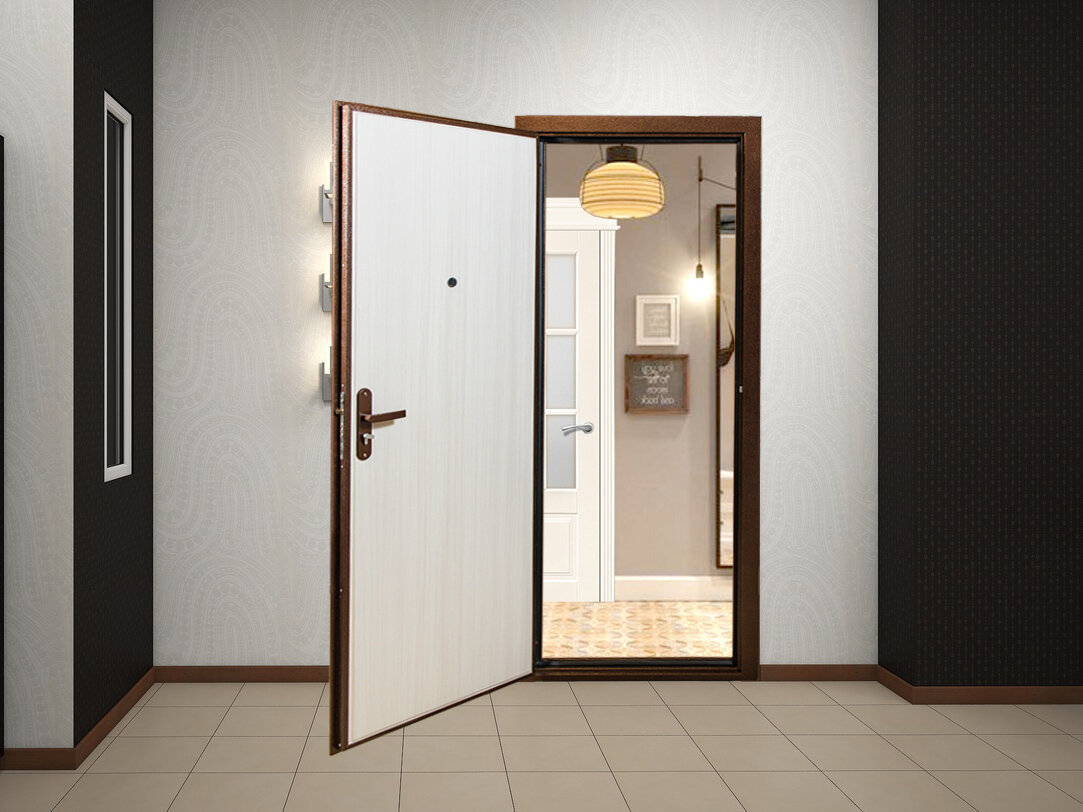 Дверь входная DOORBET "Гаврюша" левое 2000*780 Антик медь/Сандал белый