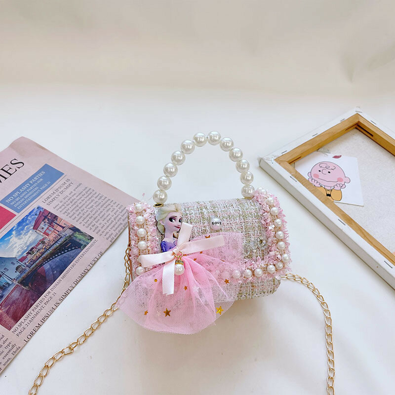 Модная детская сумка через плечо с привлекательным бантом в виде бабочки и украшениями в виде цветка с жемчугом, для повседневного