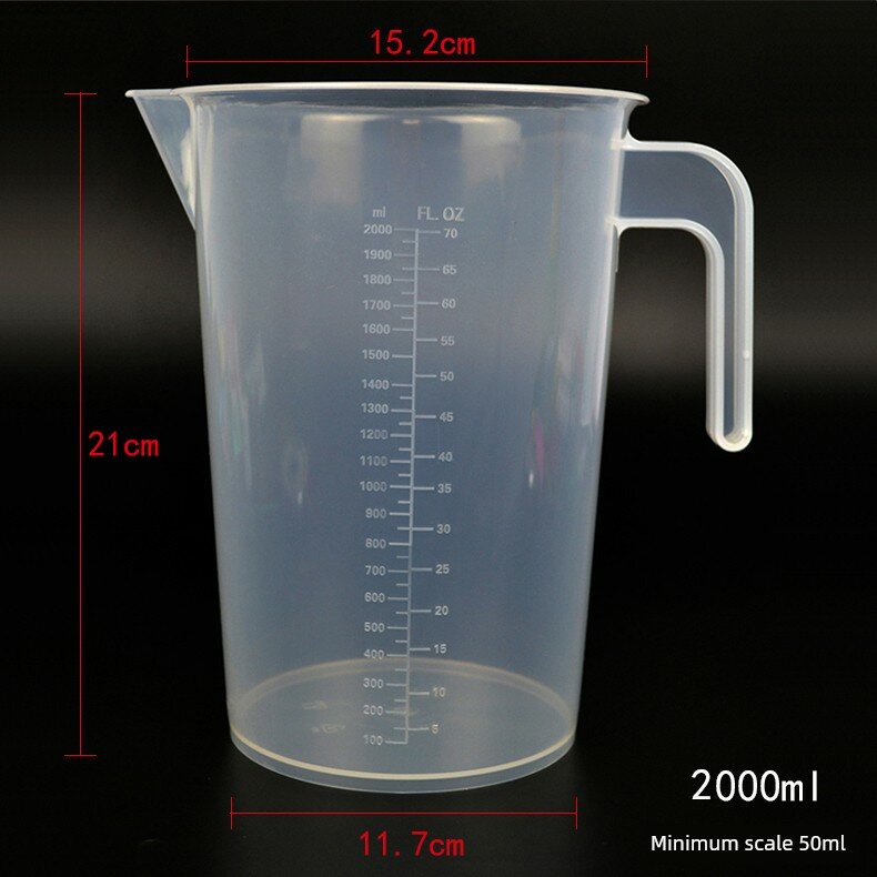 Утолщенный пластиковый мерный стакан для выпечки, прозрачный, бытовой, пищевой, с мерной шкалой, колба, мерный цилиндр,