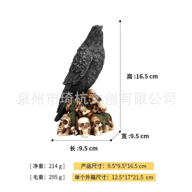Новое таинственное чучело скелета-скелета и вороны-статуэтки из смолы, декорации дома