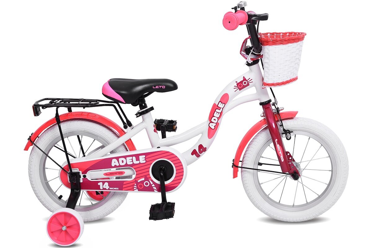 Велосипед 14" LETO ADELE, сталь, 1-ск, белый, возраст 3-4лет