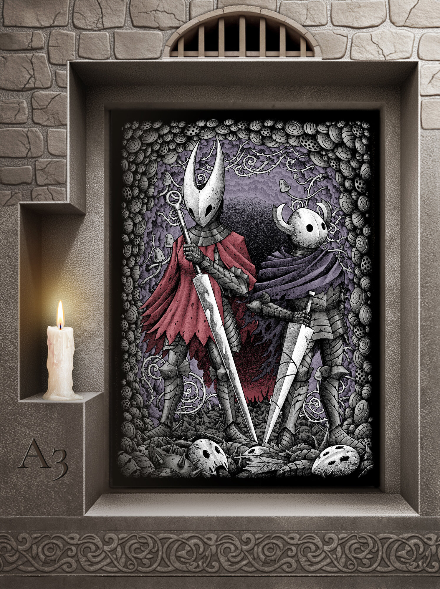 Постер Hollow knight - Плакат Полый Рыцарь - "Hollow knight & Silksong" - Формат А3