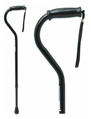 Трость Valentine 10112, регулируемый, стальной, нескользящий ремешок, черная, 150см-190см