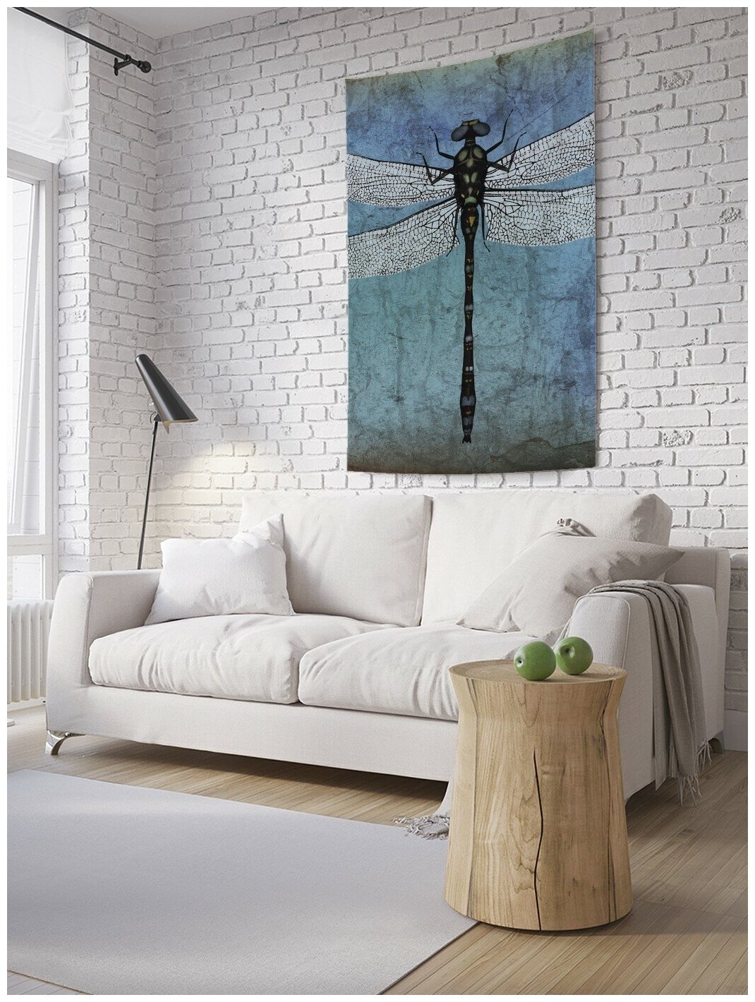 Фотопанно на стену вертикальный из ткани постер 100х150 "Стрекоза винтаж", JoyArty