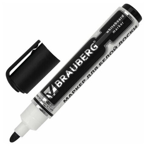 Маркер стираемый для белой доски черный, BRAUBERG "Neo", с клипом, 5 мм, 150487
