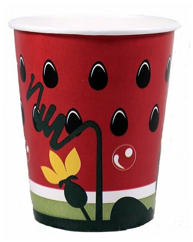 Стаканы ГК Сфера "Арбуз", бумажные, биоразлагаемые, 250мл, 6шт, красные