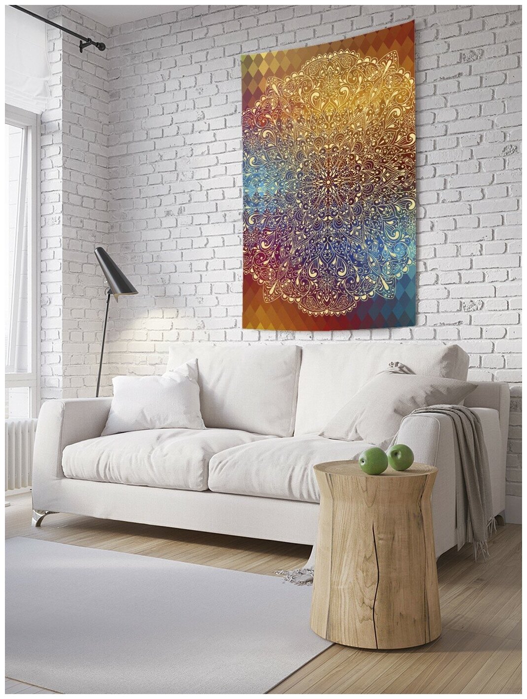 Фотопанно на стену тканевый вертикальный 150х200 "Ажурная мандала" , JoyArty