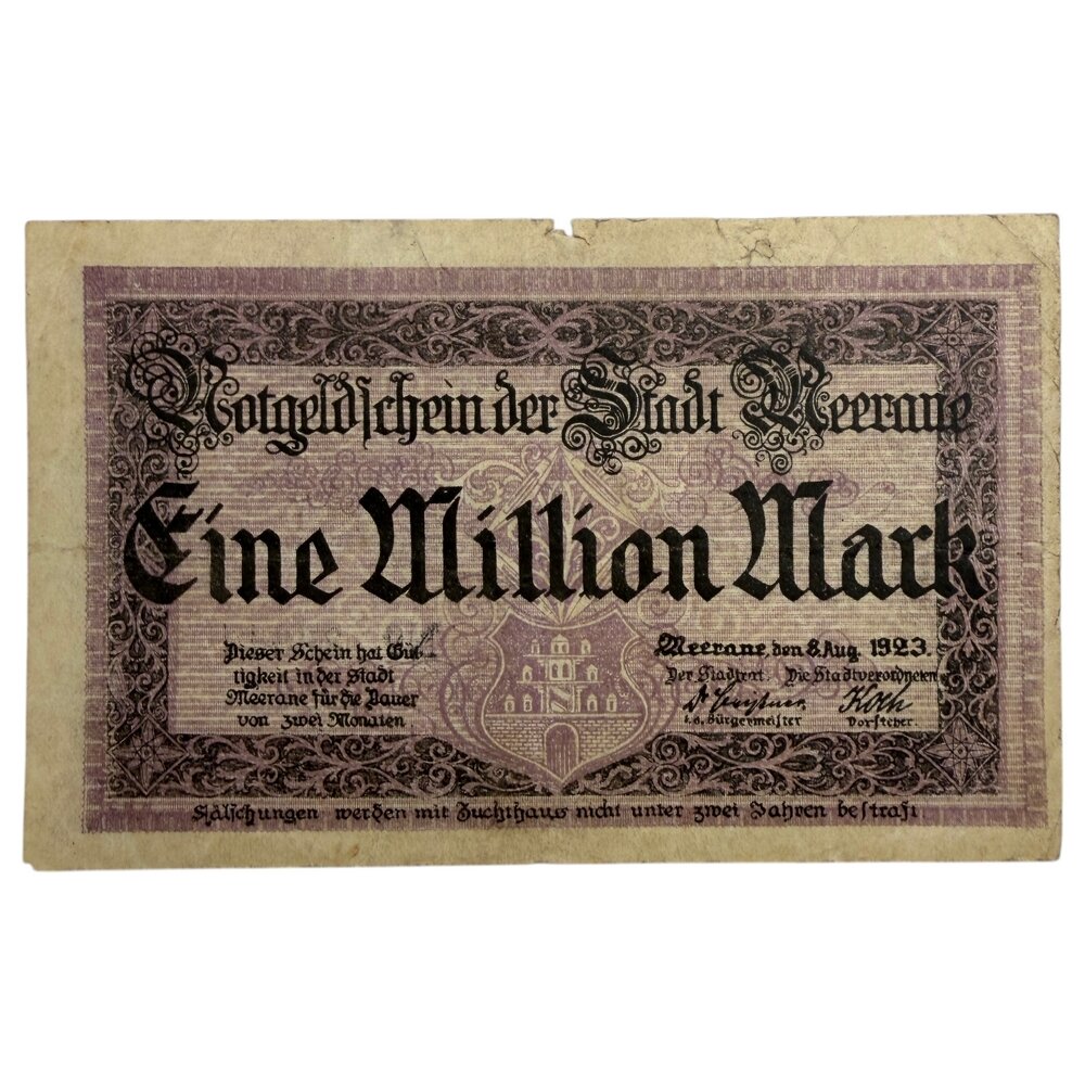 Германия (Веймарская республика) Меране 1000000 марок 1923 г. (ВЗ - Gitter) (Номер без *)