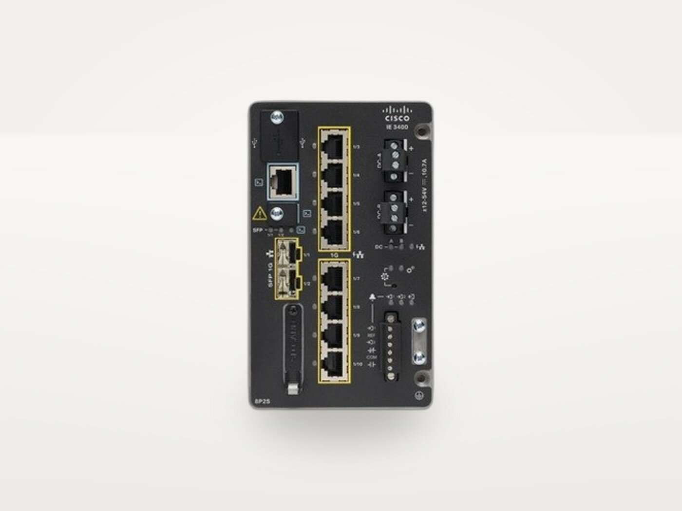 Коммутатор Cisco IE-3400-8P2S-E Catalyst IE3400 with 8GE PoE/PoE+ 240W (base), 480W (with expansion module), 2GE SFP, Adv. Modular, NE