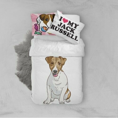 Арт комплект постельного белья Джек рассел, 2х спальный, 50/70