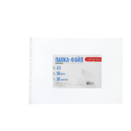 Файл-вкладыш А3, 30 мкм, глянцевый, горизонтальный, упаковка 50 шт.