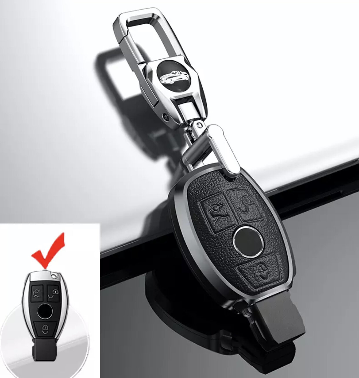 Чехол на ключ Mercedes / Мерседес металл black