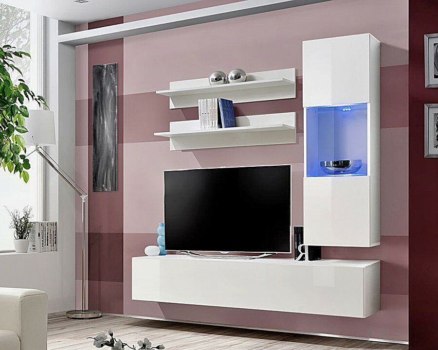 Модульная гостиная Лана 3.1 МДФ (белая) NEW 160x40x166 см, белый, белый фасадный GOODFORM