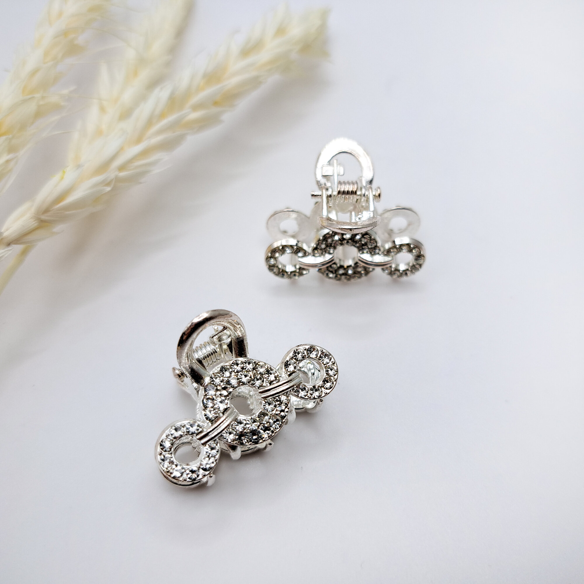 Заколки крабики со стразами маленькие, украшение для волос, для девочек. 2 шт.