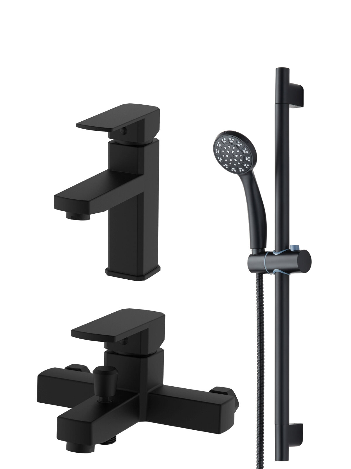Набор полимерных смесителей для ванной OneLife P06-511b с душ. гарнитуром, черный