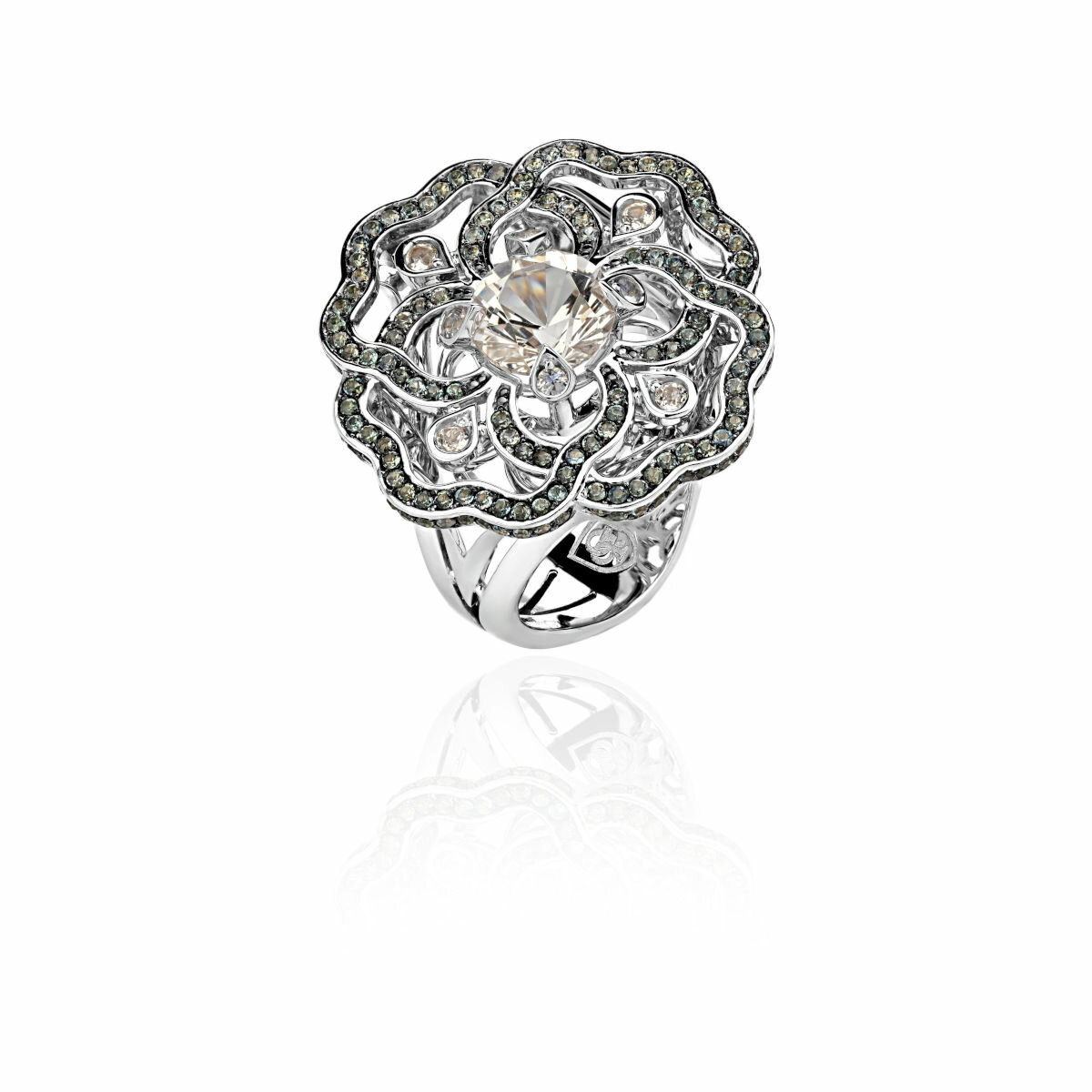Кольцо, белое золото, 750 проба, сапфир, топаз