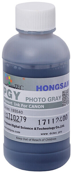 Чернила DCTec пигментные Canon Pro1000 Photo Grey (фото серый) 200 мл