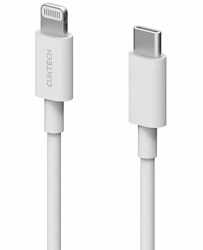 Кабель Cuktech Type-C/Lightning, 100 см, MFI, 24 A, 20 Вт, PD, оплетка TPE (KLC-5497) белый