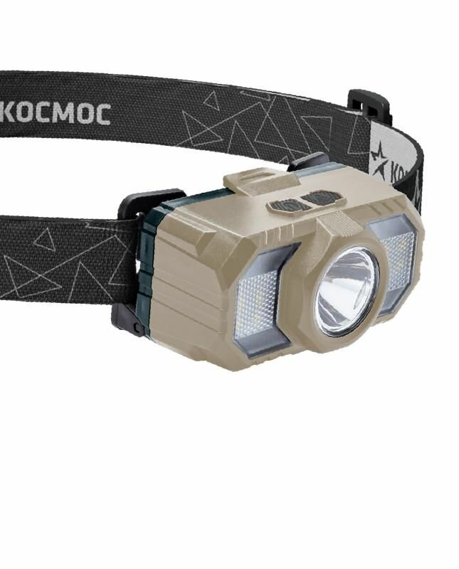 Фонарь аккумуляторный налобный 2Вт LED+2Вт SMD LED+красн. съемные Li-ion 2x18650 1200мА. ч=2400 мА. ч корпус ABS-пластик USB-шнур регулируемый эласт. ремешок космос KOC506Lit