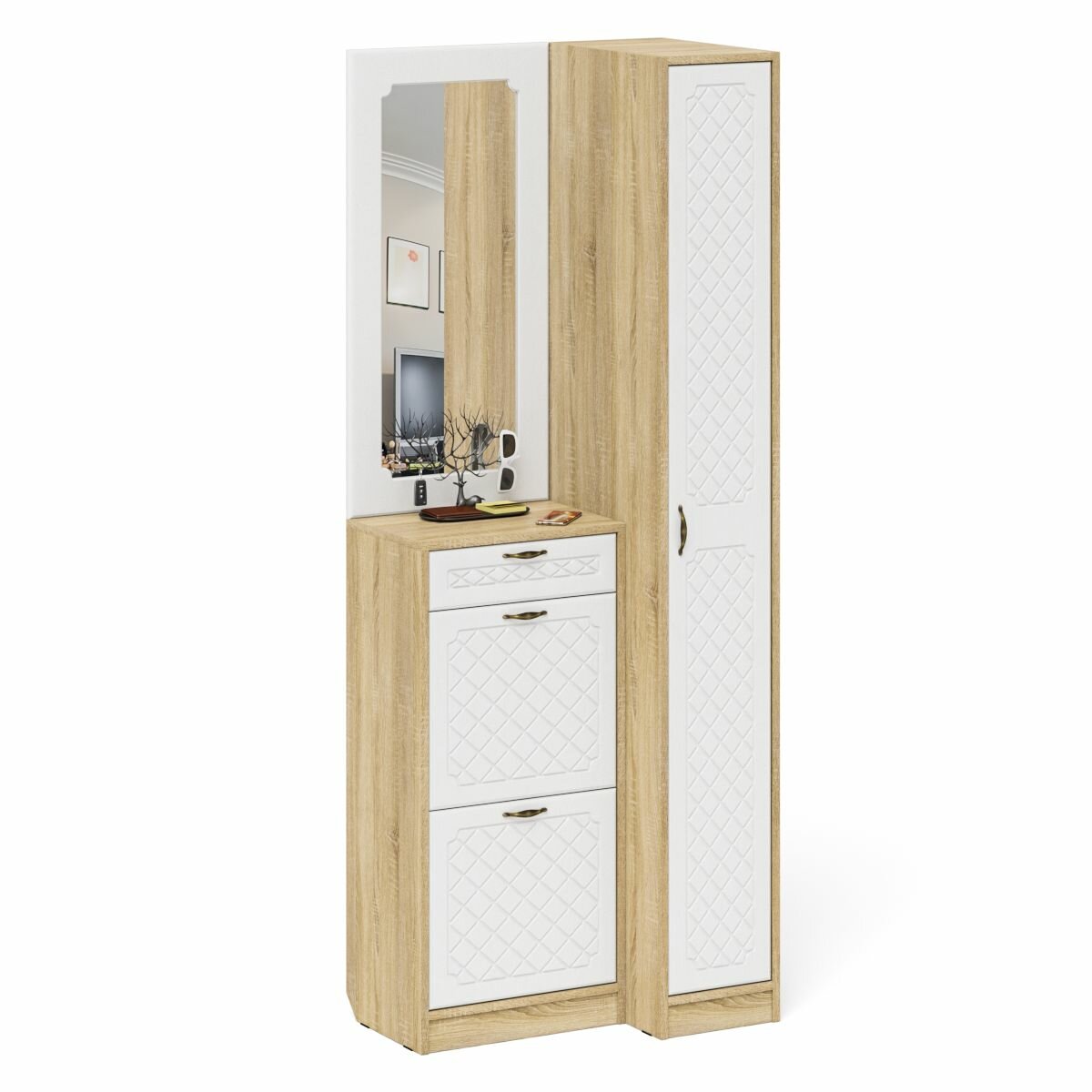 Прихожая П-6 Компоновка № 43 дуб сонома/белое дерево ромб