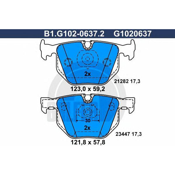 Колодки тормозные дисковые комплект BMW, GALFER B1. G102-0637.2 (1 шт.)