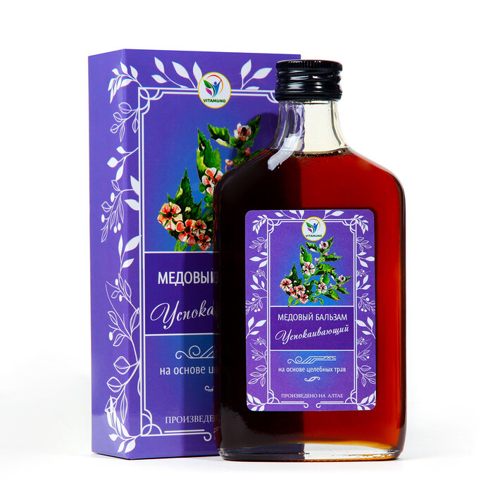 Безалкогольный алтайский медовый бальзам на травах Vitamuno «Успокаивающий», 250 мл