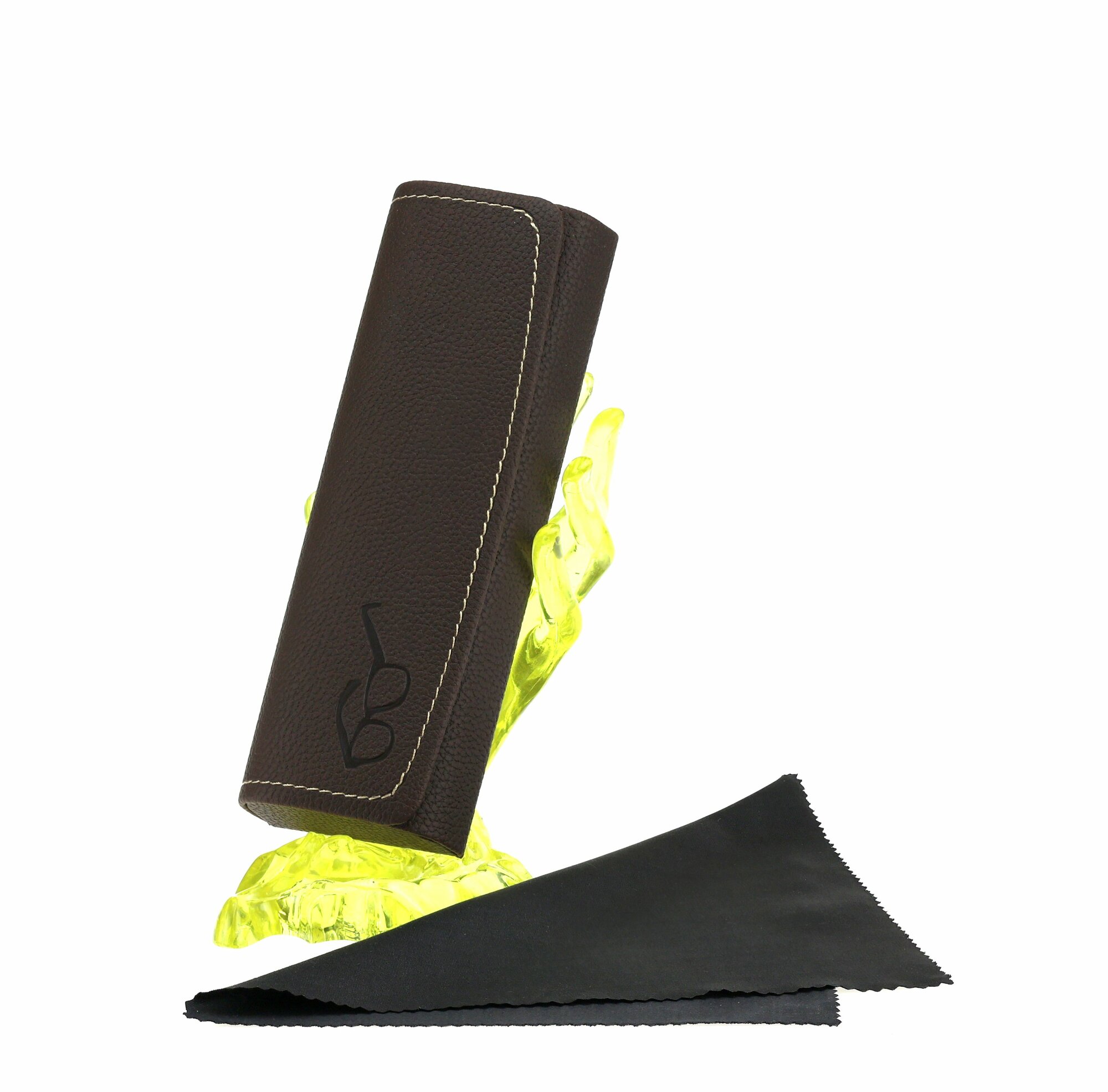 Коричневый футляр для очков на магните с мягкой крышкой