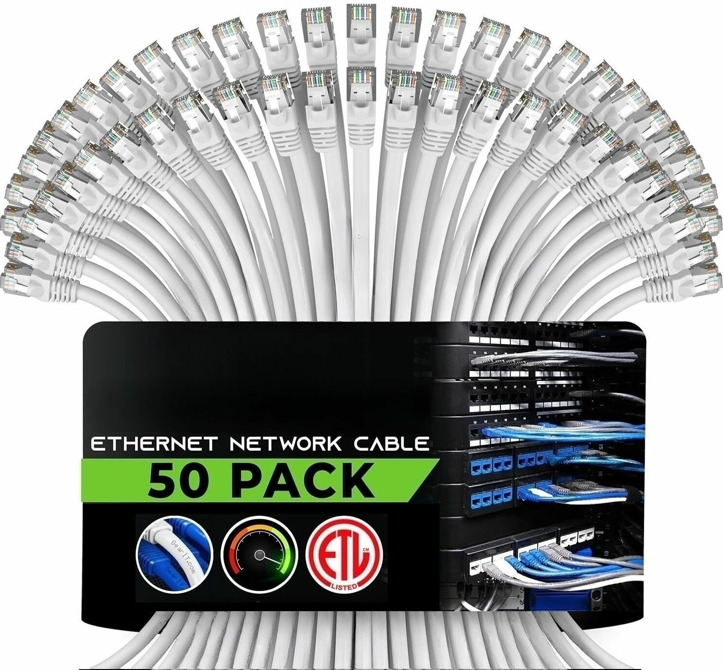 Соединительный кабель патч корд UTP Cat5e 2.0 метра белый 50 штук