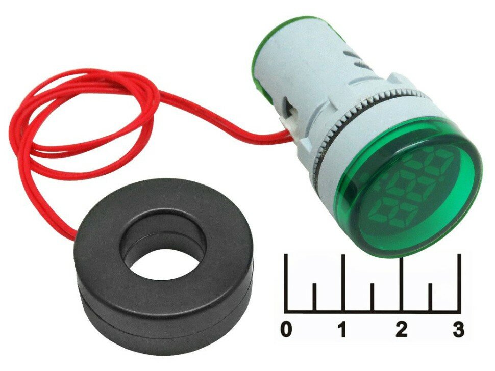 Амперметр 0-100A AD16-22DSA (20-500V) зеленый 22мм (28мм)