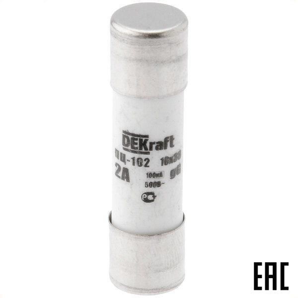 Плавкая вставка ПЦ102-С10-2А 500В 21360DEK цилиндрическая 10х38мм gG 100кА (DEKraft) (11 шт. в комплекте)