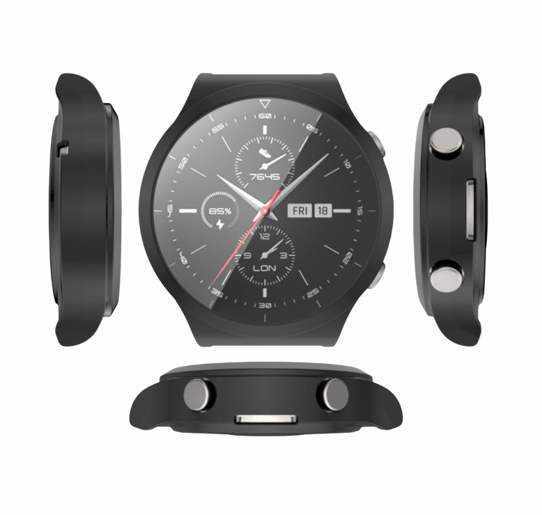 Чехол-кейс-пенал MyPads для умных смарт-часов Huawei Watch GT 2 Pro тонкий силиконовый с противоударными свойствами черный