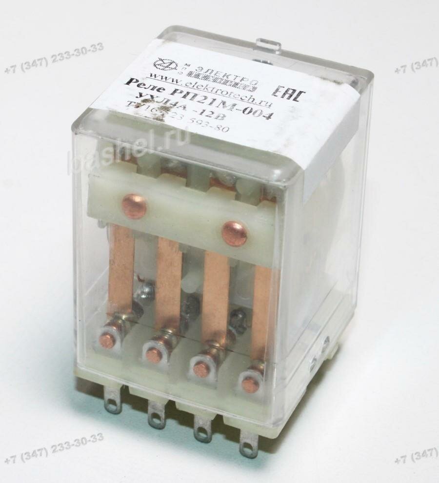 РП21-004-УХЛ4-12, Реле, (упр:12В/DC, комм: 5A/250В/AC, 4NO/4NC, R-coil:70Ом)