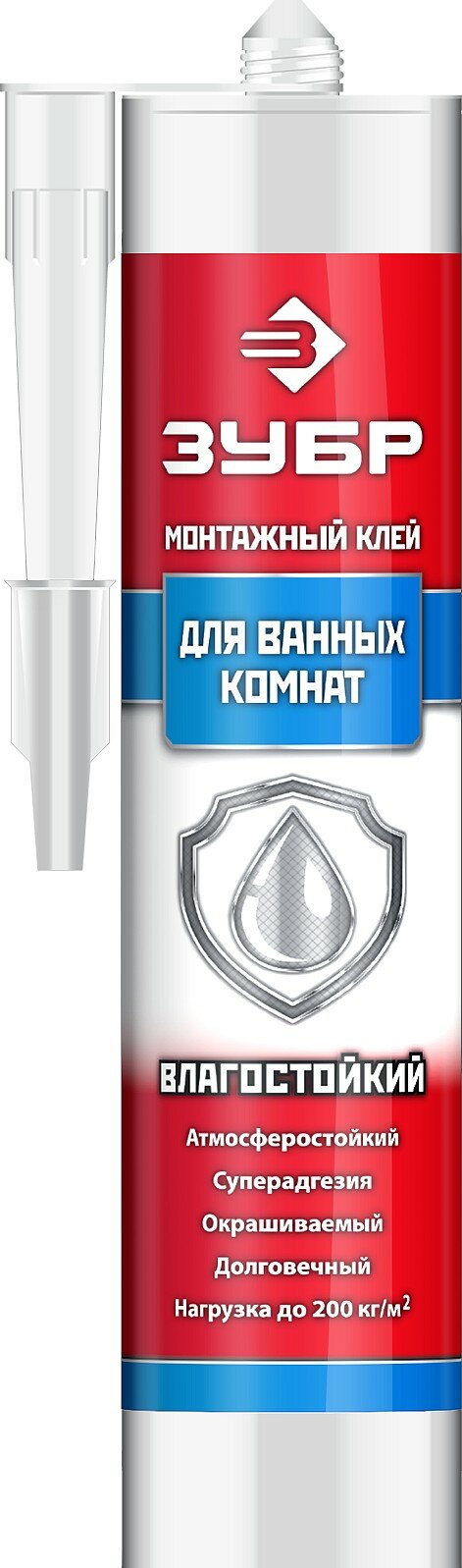 Монтажный влагостойкий клей ЗУБР белый, 300мл 41335