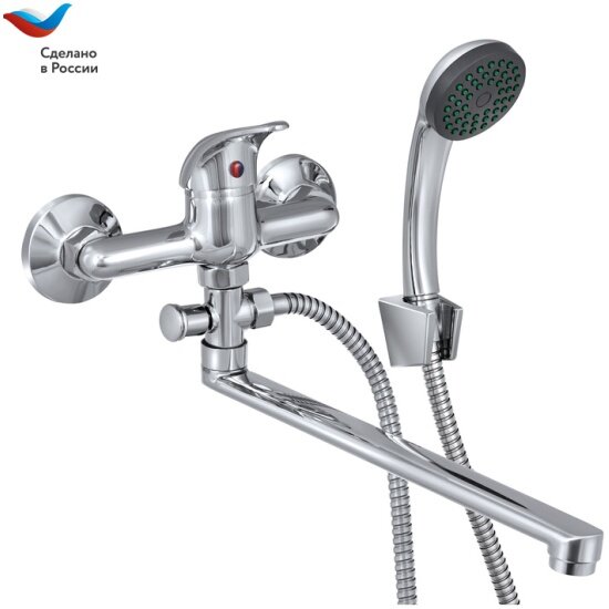 Смеситель для ванны и душа Славен СЛ-ОД-Р31, с поворотным изливом, кнопочный, комплект, одноручный