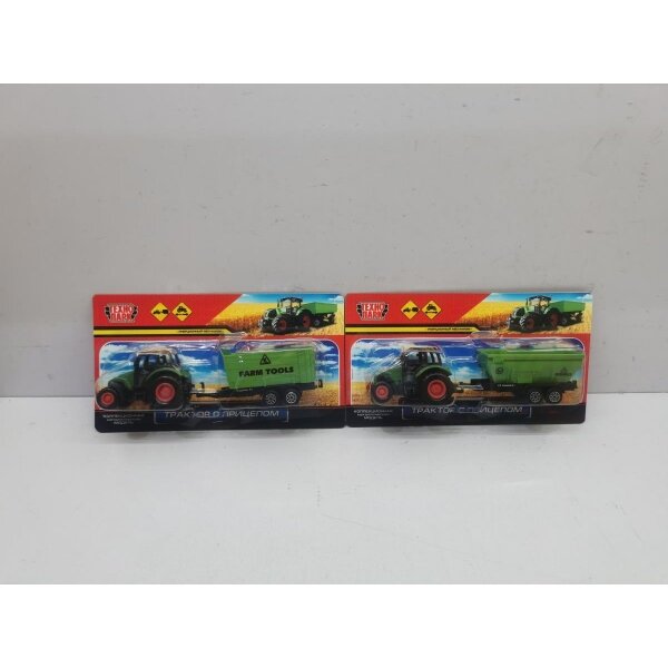 Модель металлическая Трактор с прицепом, 17 см. инерция, подвижные детали (в асс) Технопарк 1956615-R