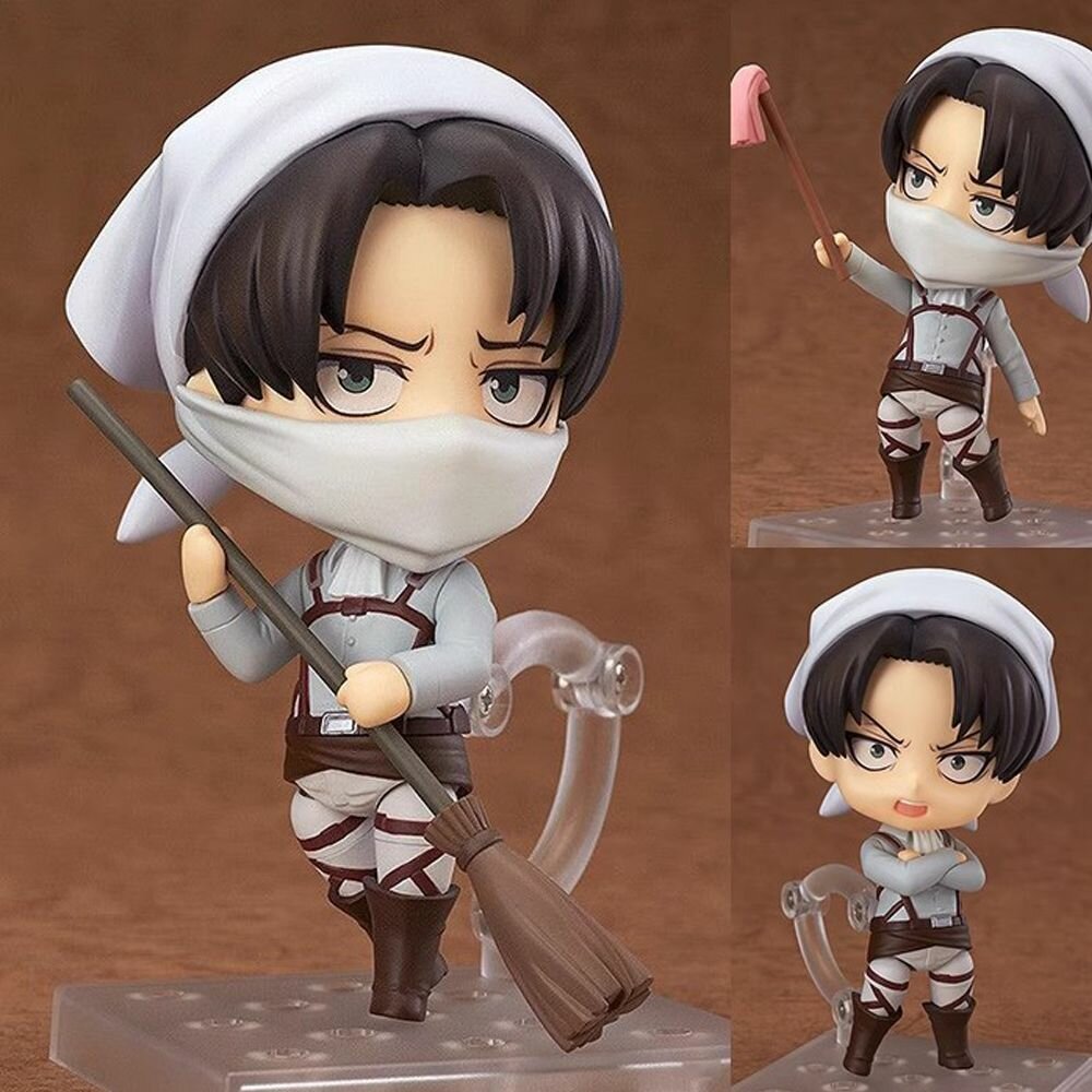 Фигурка нендороида атака титанов Версия для очистки леви Акkерман / Attack on Titan Levi Ackerman Подарки для болельщиков 10 см