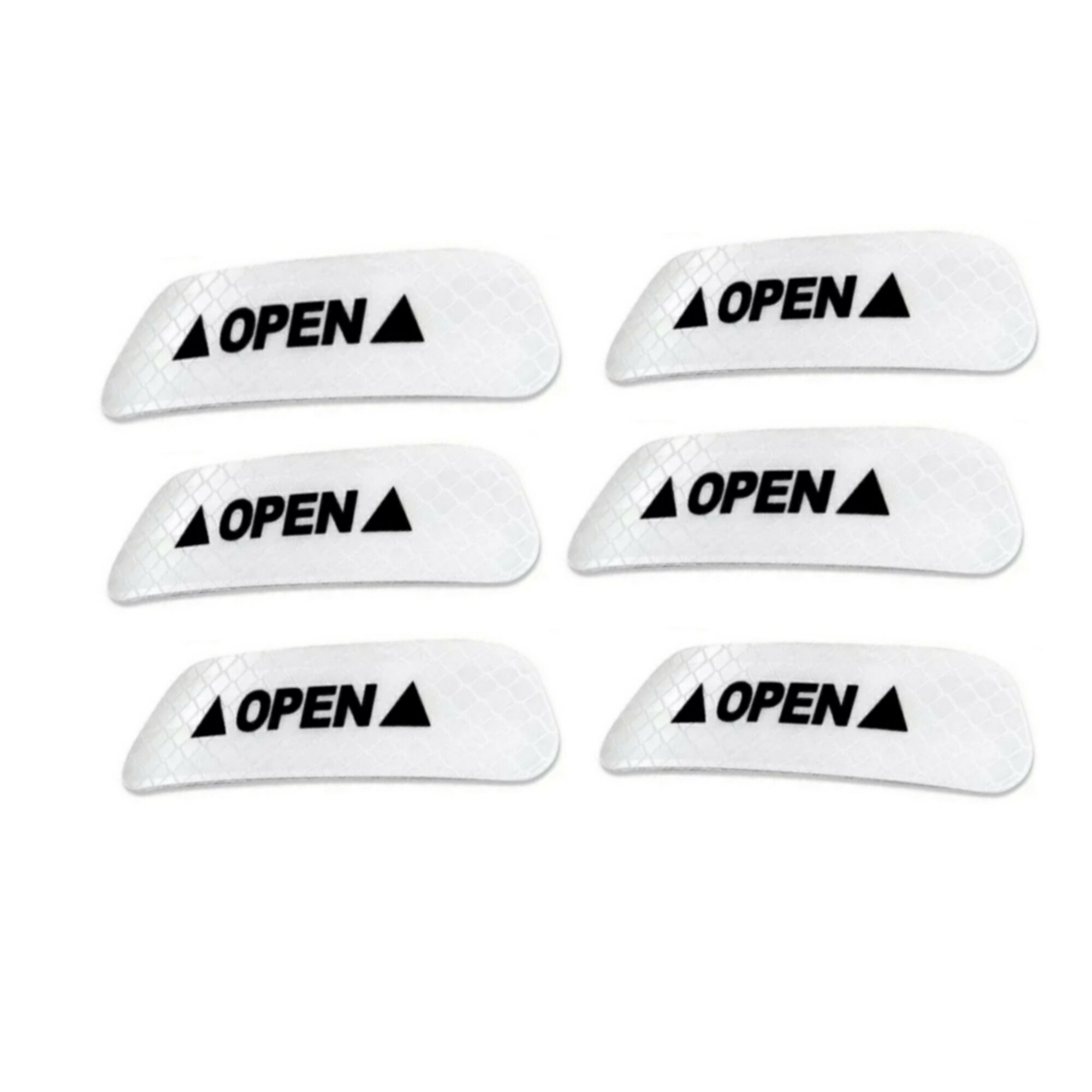 Неоновые светоотражающие наклейки OPEN размер 9.3 х 2.5 см, на дверь машины 4 шт. + 2шт. (багажник и капот)