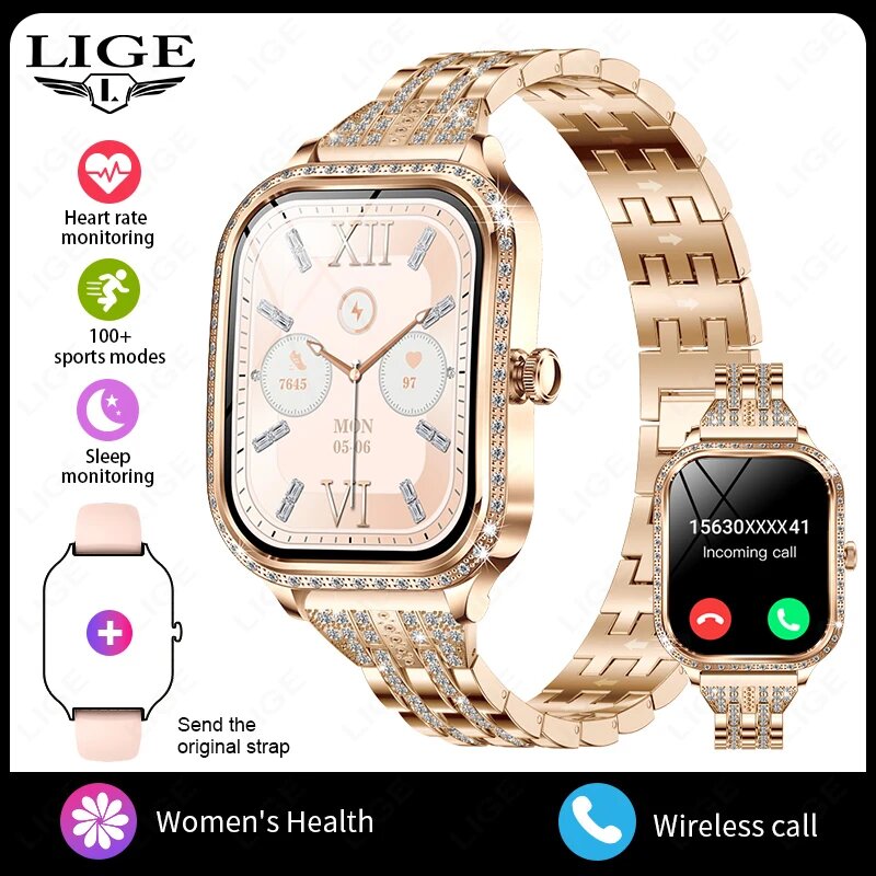 LIGE Умные часы для женщин Steel Gold