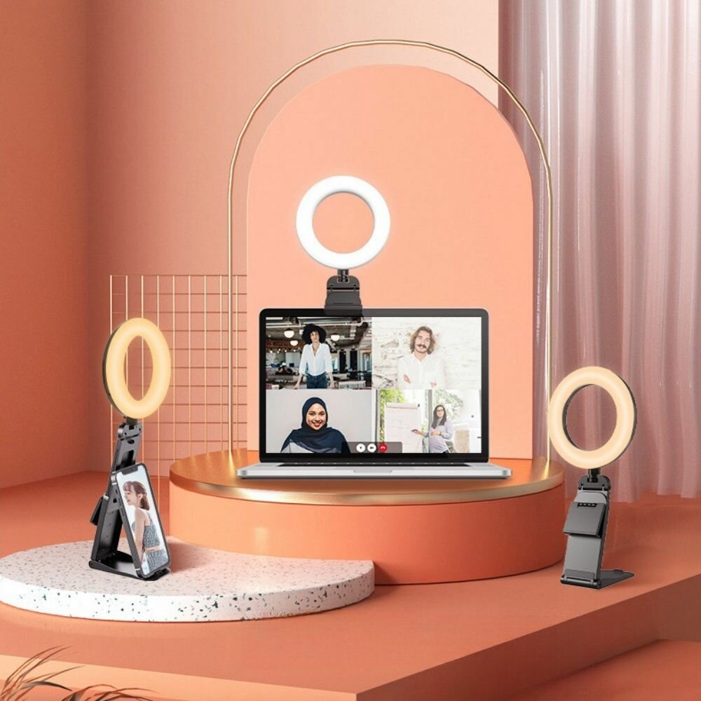 Настольная подставка для мобильного телефона ring light, компактная и портативная подсветка для селфи в реальном времени